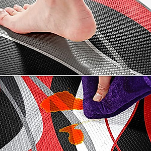 FNLNDO Red and Black Kitchen Rugs and Mats for Floor Anti Fatigue Kitchen Rugs Set of 2 Red Modern Art Non-Skid Washable Kitchen Mats for Kitchen Sink Laundry (Red, 17.5"x29.5"+17.5"x47")