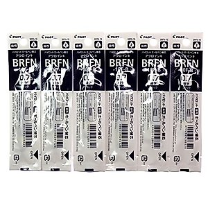 Pilot 0.7mm Black Ink Refill(BRFN-10F-B), for Dr. Grip Ballpoint Pen, × 6 Pack/Total 6 pcs