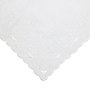 CTM® Women's Soft Cotton Bridal Heart Embroidered Handkerchief, White
