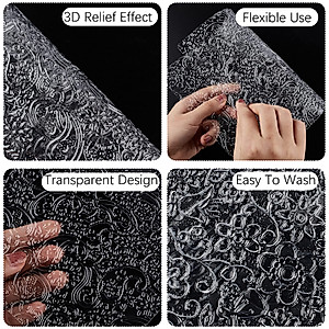 Ocmoiy 6 Pack Fondant Impression Mat, Fondant Mold Set, Embossed Retro Baroque/Paisley/Rose/Diamond/Lace Vine/Floral Vine Pattern Texture Mold for Chocolate Fondant Wedding Cake Decoration