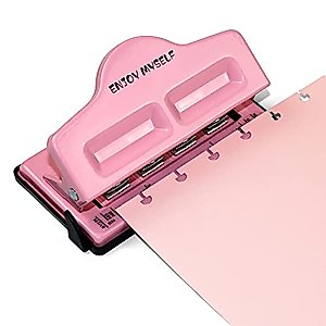 Enjoy Myself Mushroom Discbound Hole Punch, 4 Holes Mushroom Paper Puncher for Disc Bound Planner (Pink)
