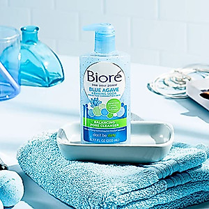 Bioré Daily Blue Agave + Baking Soda Balancing Pore Cleanser, Liquid Cleanser for Combination Skin, to Penetrate Pores & Gently Exfoliate Skin, 6.77 Ounce