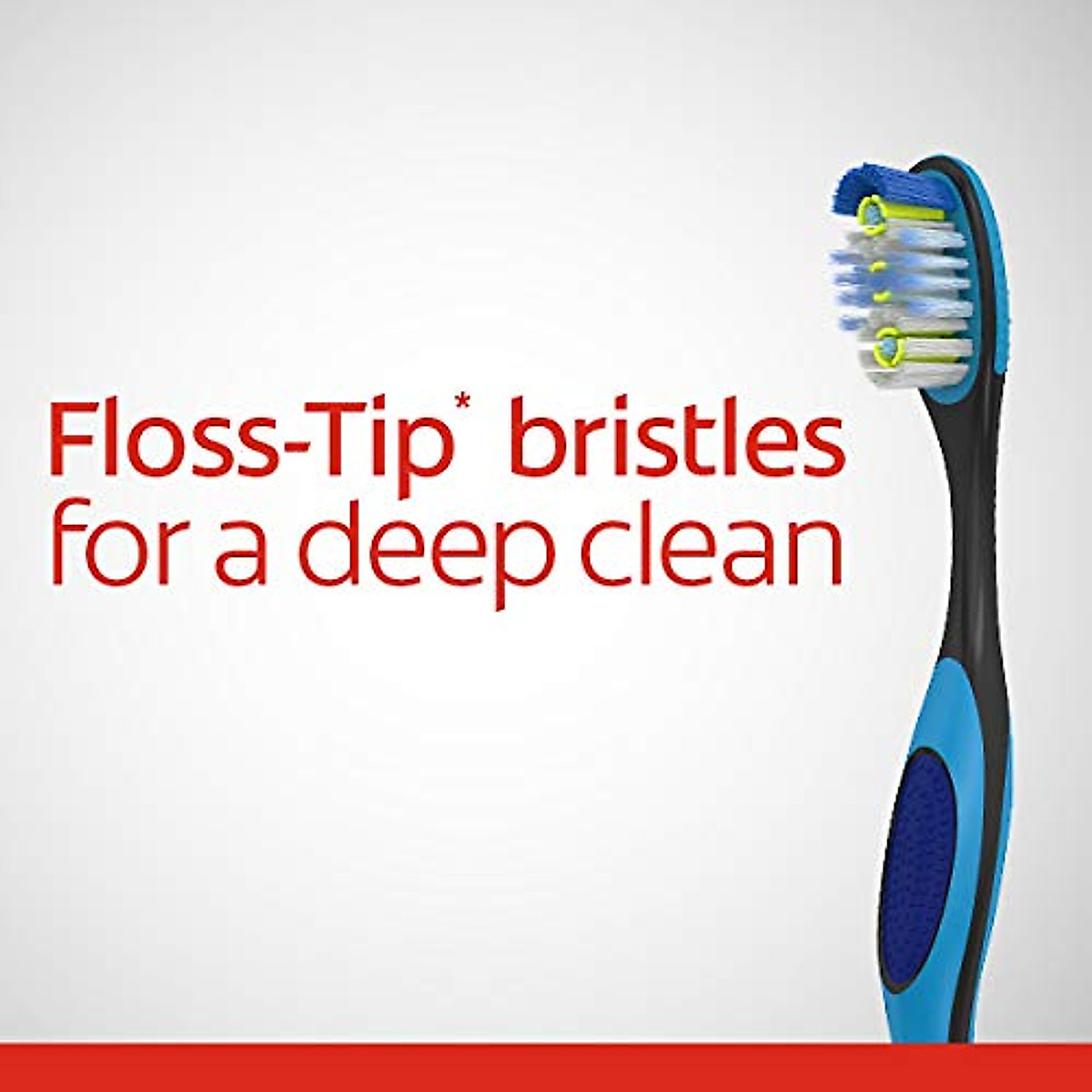 Colgate 360 Total Advanced Floss-Tip Bristle Toothbrush, Black and Blue, Solar Powered, Unisex-Adults