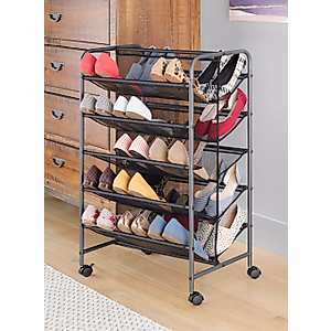 Whitmor 5-Tier Double Sided Shoe Cart, Gunmetal