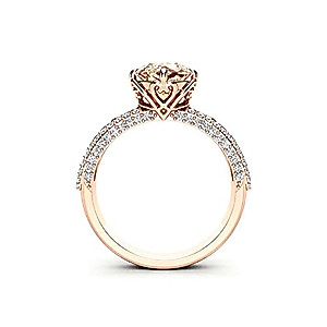 GLOW SPECTRA JEWELS 1.24 Cttw Round Shape Simulated Peach Morganite & White Cubic Zirconia Wedding Engagement Ring In 14K Rose Gold Plated 925 Sterling Silver Ring Size - 6