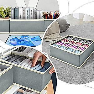 LadyRosian 12 Pack Foldable Drawer Organizers, Storage Boxes, Closet Dresser Drawer Organizer Dividers Fabric Containers Basket Bins for Underwear Bras Panties Ties Socks Baby Cloth (Grey)