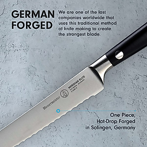 Messermeister Meridian Elite 5” Scalloped Utility Knife - Fine German Steel Alloy Blade - Rust Resistant & Easy to Maintain