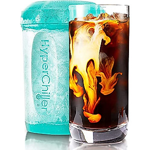 HyperChiller HC2AS Patented Iced Coffee/Beverage Cooler, NEW, IMPROVED,STRONGER AND MORE DURABLE! Ready in One Minute, Reusable for Iced Tea, Wine, Spirits, Alcohol, Juice, 12.5 Oz, Aqua Sky