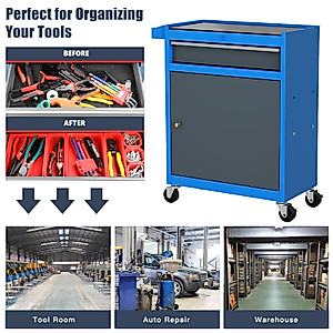 AIRAJ PRO 4 Drawers Tool Chest with Wheels,Rolling Tool Chest with Tool Box Organizer Tray Divider Set,Detachable Cabinet Storage Tool Box with Hooks & Locking System for Workshop Mechanics Garage
