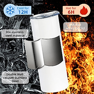 AiHeart 20oz Sublimation Stainless Steel Coffee Tumblers,Double Wall Vacuum Insulated Blanks Bulk Tumblers with Lid Silicone Coasters and Shrink Wrap Films,Travel Mug For Car Cup Racks(11pack)