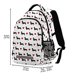 Dachshund Dog Love Heat Paw Print Backpacks Travel Laptop Daypack School Book Bag for Men Women Teens Kids