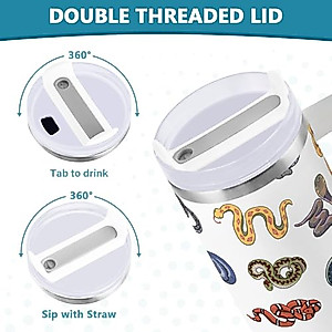 ARGTILDN 40 oz Tumbler Snake Animal Insulated Travel Mug with Handle and Straw Lid Stainless Steel Vacuum Coffee Cup Tea Beverage Container Water Bottles for Car Sports office