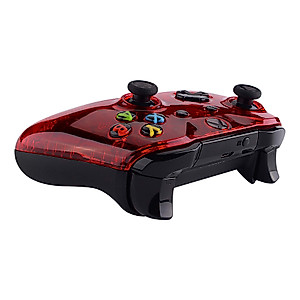 eXtremeRate Transparent Crystal Clear Red Faceplate Cover for Xbox One Wireless Controller (Model 1708), Custom Case Front Housing Shell for Xbox One S X Controller - Controller NOT Included