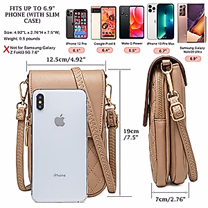 KINOUCHI Cell Phone Purse Small Crossbody Bags for Women - Leather Shoulder Handbag Wallet Messenger Bag for Travelling