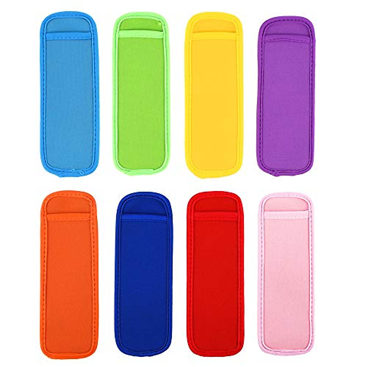 Mirenlife 24 Pack Ice Pop Sleeves Antifreezing Popsicle Holders Bags Neoprene Insulator Sleeves Freezer, 8 Colors