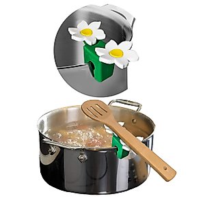 Flower Pot Spoon Holder and Lid Lifter, Silicone Kitchen Utensil Holder Gadget, Flexible Cooking Pot Clip, Stove Top Utensils and Lid Rest, Heat Resistant Kitchen Helper, Soup Lid Stand Tool
