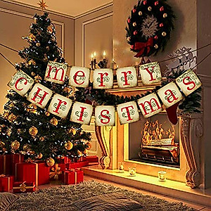 MEMOVAN Merry Christmas Banner, Vintage Xmas Decorations, Christmas Banner For Home Office Wall Window Door Fireplace Mantle Christmas Photo Mini Session Christmas Tree Christmas Party Decorations