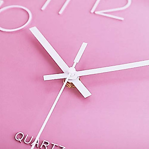 Lafocuse 12 Inch 3D Numbers Pink Wall Clock for Living Room Decor, Modern Kitchen Wall Clock Battery Operated Silent Non-Ticking Bedroom Home Office