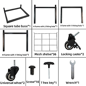 GARVIN Art Drying Rack for Classrooms,Art Studio, Art Clubs - Painting Drying Rack with 36 Removable Shelves - Stack Rack for Painting, Drawings - 4 Wheels 13 3/4" D x 17 1/2" W x 55 1/2" H, Black