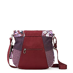 Sakroots Foldover Crossbody Bag in Cotton Canvas, Cabernet in Bloom