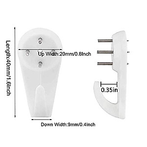 NARAMAX 20PCS White Non-Trace Wall Picture Hook Plastic Powerful Concrete Hard Wall Drywall Picture Hooks Frame Wedding Photos Mirror Wall Studs Hardwall Painting Hangers (M Size)