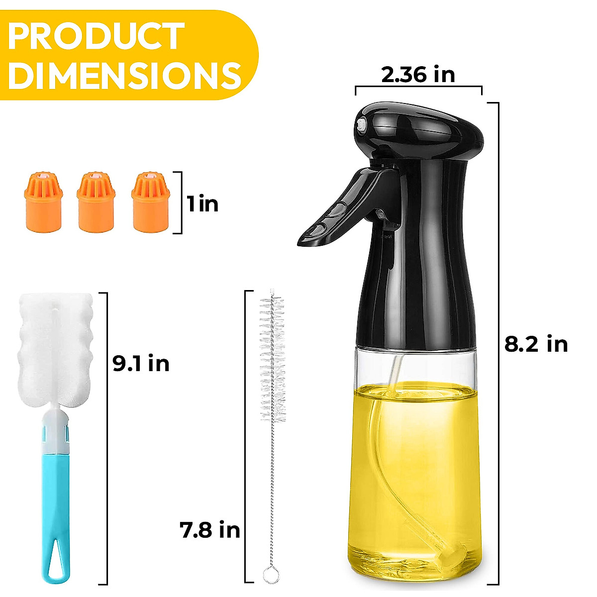 Jabs Own Olive Oil Sprayer - Oil Spray Bottle - Mister Spray Bottle - Oil Dispenser Bottle for Kitchen - Oil Sprayer for Cooking - Continuous Spray Bottle for Olive Oil, Vinegar & BBQ