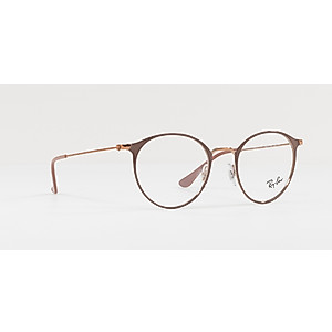 Ray-Ban Rx6378 Round Prescription Eyeglass Frames, Brown on Arista/Demo Lens, 49 mm