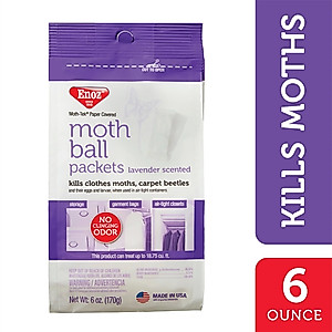 Enoz Moth-Tek Packets, Kills Clothes Moths and Carpet Beetles, Resealable Bag, Single Use Packets, Lavender Scent, 6 oz