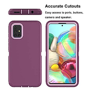 Tiflook for Galaxy A51 Case 4G (Not Fit A51 5G Version), Shockproof Heavy Duty Armor Rugged Hard Plastic Rubber Bumper 2-Layer Hybrid Protective Cover Case for Samsung Galaxy A51, Pinkish Purple