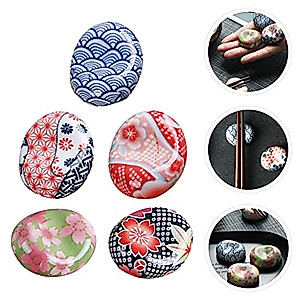 6pcs Chopstick Rest Chopsticks Holder Tableware Holder Japanese Chopsticks Mini Chopsticks Rest Rack Spoon Stand Home Chopsticks Rack Mini Chopstick Stand Cherry Blossoms