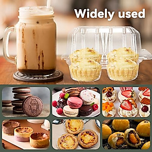 GothaBach 20 Pack 4-Compartment Clear Plastic Cupcake Boxes, 4-Cavity Cupcake Holders, Clear Cupcake Containers