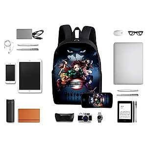 Togrosy Anime Backpack With Pencil Case Set Large Capacity Sports Cosplay Nezuko Backpacks Travel Bag Gifts 16 Inch
