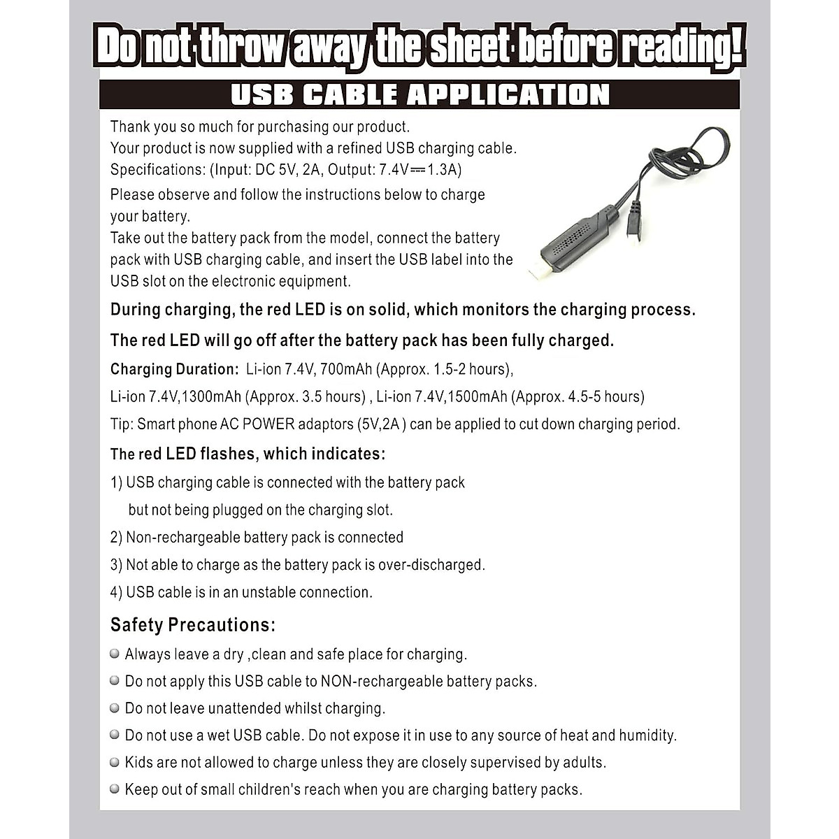 HAIBOXING USB Charger for HAIBOXING RC Car Parts Accessory(18859E-E001)