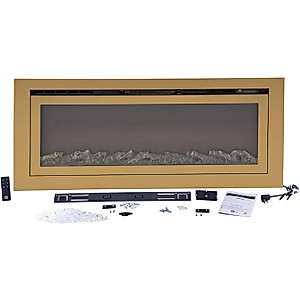 Touchstone Fireplace and TV Mount Bundle - Sideline Deluxe™ 60 Inch Wide Gold Smart Electric Fireplace and Low Profile TV Wall Mount Bracket