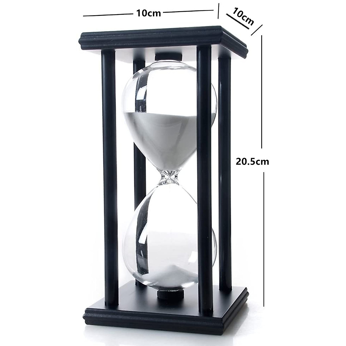 JIEHET Hourglass Sand Timer 45 Minutes, Hour Glasses with Sand Decoration for Kids, Sand Clock Watch for Room Birthday Tea Coffee Table Book Shelf School Game Ornament Wooden (White Sand)