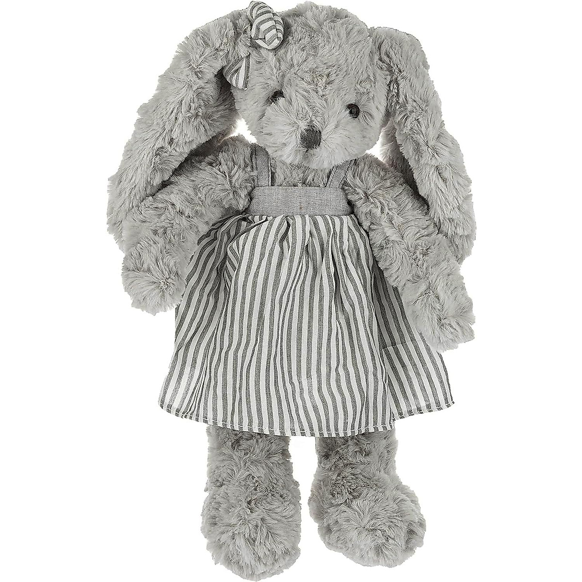 Easter Bunny Stuffed Animal, 12" Grey Plush Rabbit for Girls