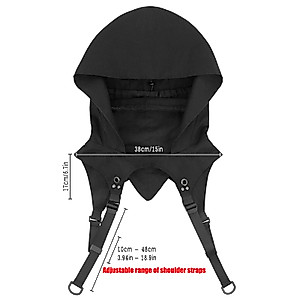 DigitiZerArt Hood Scarf of Punk Rogue, Neck Warmer Hooded Cape Hat with Adjustable Arms, for Halloween Cosplay and Outdoor (Drawstring)