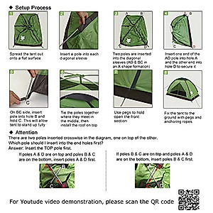 Night Cat Backpacking Tent for 1 2 People Camping Tent for Adults Scouts Kids Waterproof Roomy Lightweight Compact with Carrying Bag