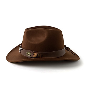 Gossifan Classic Womens Western Cowboy Cowgirl Hats with Wide Belt Coffee