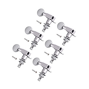 Holmer Guitar String Tuning Pegs Tuning Machines Sealed Machine Heads Grover Tuners Tuning Keys Oval Button 6 In Line for Right Handed Electric Guitar or Acoustic Guitar Chrome.