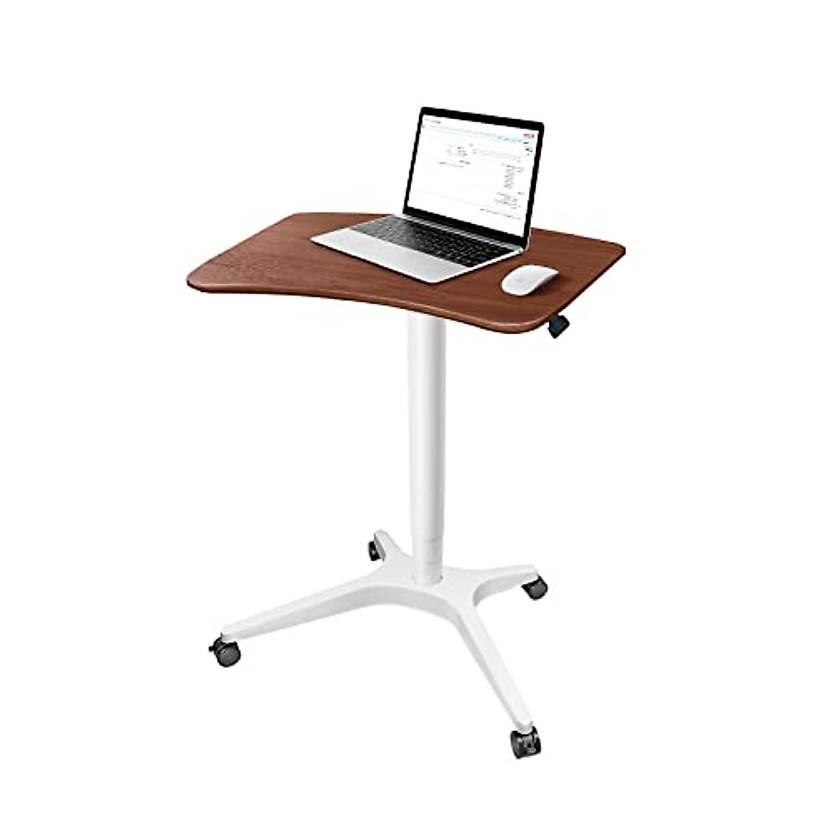 HAOOAH 47" Mobile Standing Desk(26" W*19.3" D), Adjustable Height Laptop Desk, Pneumatic Desk with Gas Spring Riser, Podium for Home, Office，Classroom，Medical, (29" to 46.9" H) (Walnut)