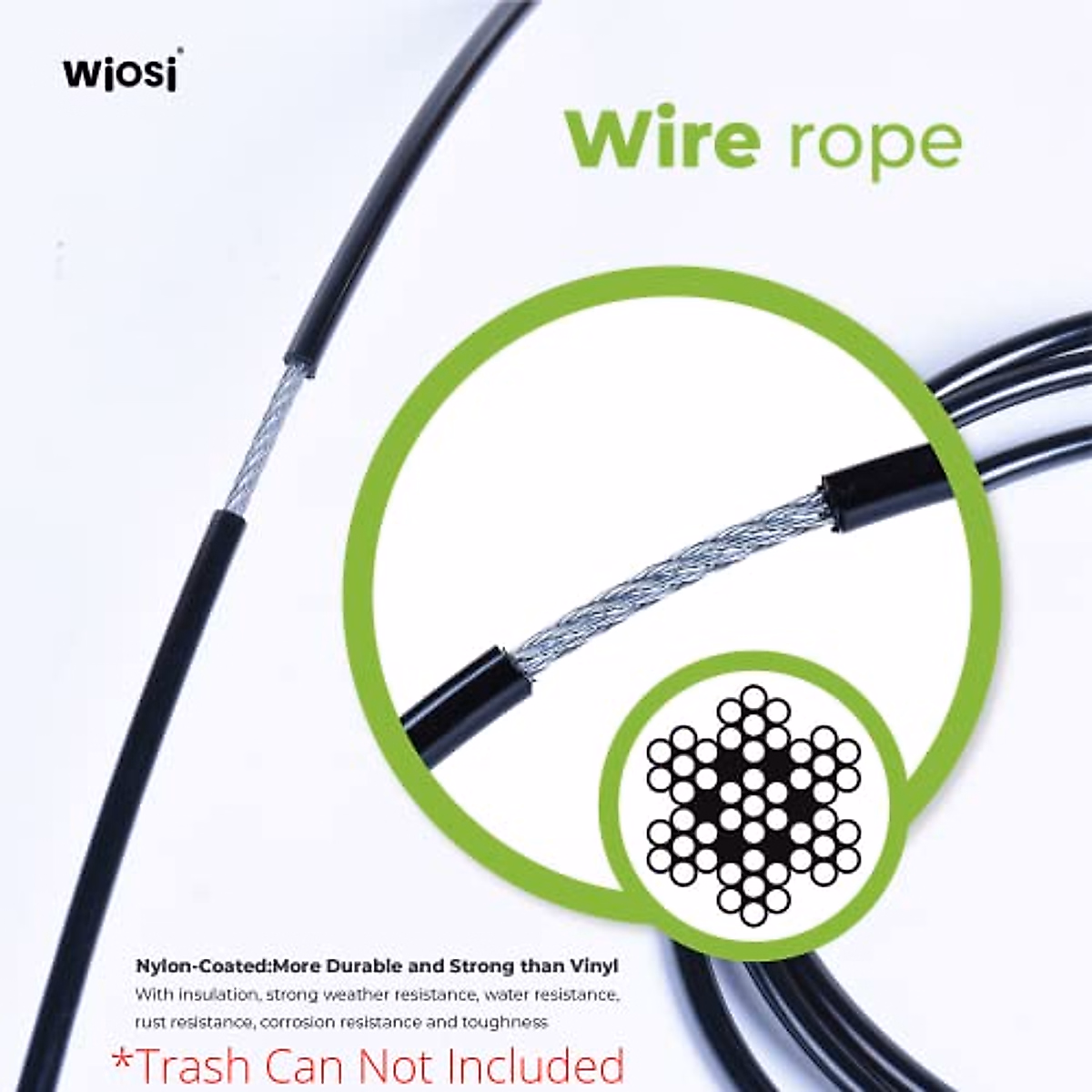 Trash Can Lid Black Lock – Metal Outdoor Trash Can Strap Lock for Litter Prevention – Trash Can Locks for Animals, Squirrels, Dogs, Raccoons – Durable Nylon Coated Wire Rope – Universal Fit – 2-Pack