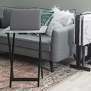 Linon Tray Table Set, 15.75"D x 18.9"W x 26.38"H, White