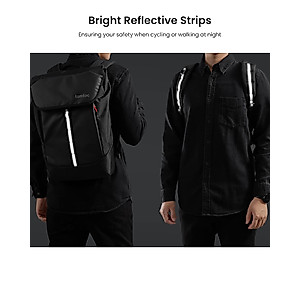 tomtoc Flap Laptop Backpack, Water-Resistant Durable Travel Backpack Rucksack for 13-16 Inch MacBook/15.6 Inch Notebook, Large Capacity Daypack for Work, School, Commuting, Weekend Holiday, 17L, Black