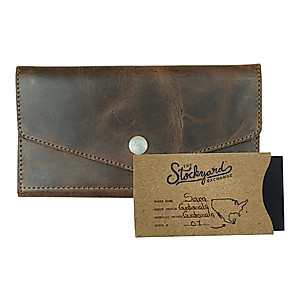 Hide & Drink, Triple Card Wallet, Holds Up to 3 Cards Plus Flat Bills & Coins, Cash Organizer, Zippered Pouch, Accessories, Full Grain Leather, Handmade, Bourbon Brown