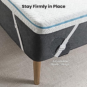 Dreamsmith 2 Inch Gel Memory Foam Mattress Topper Queen, Soft Cooling Bed Mattress Topper with Removable Washable Cover & Adjustable Straps, CertiPUR-US Certified, Queen