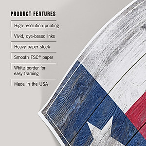 Lantern Press Rustic Texas State Flag (12x18 Art Print, Travel Poster Wall Decor)