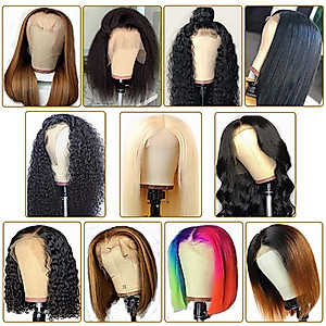 Canvas Wig Head Stand with Mannequin Head 23 inch Canvas Head for Wigs Making Kit Supplies Cork Canvas Block Manikin Head for Wig Styling Wig Holder Head (Wig Stand with Head, 52 Pins for Wig Head)