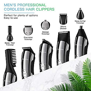 Brightup Beard Trimmer for Men - 18 Piece Beard Grooming Kit with Hair Clippers, Hair Trimmer, Electric Razor - IPX7 Waterproof Mustache, Face, Nose, Ear, Balls, Body Shavers - Mens Gifts, FK-8688T