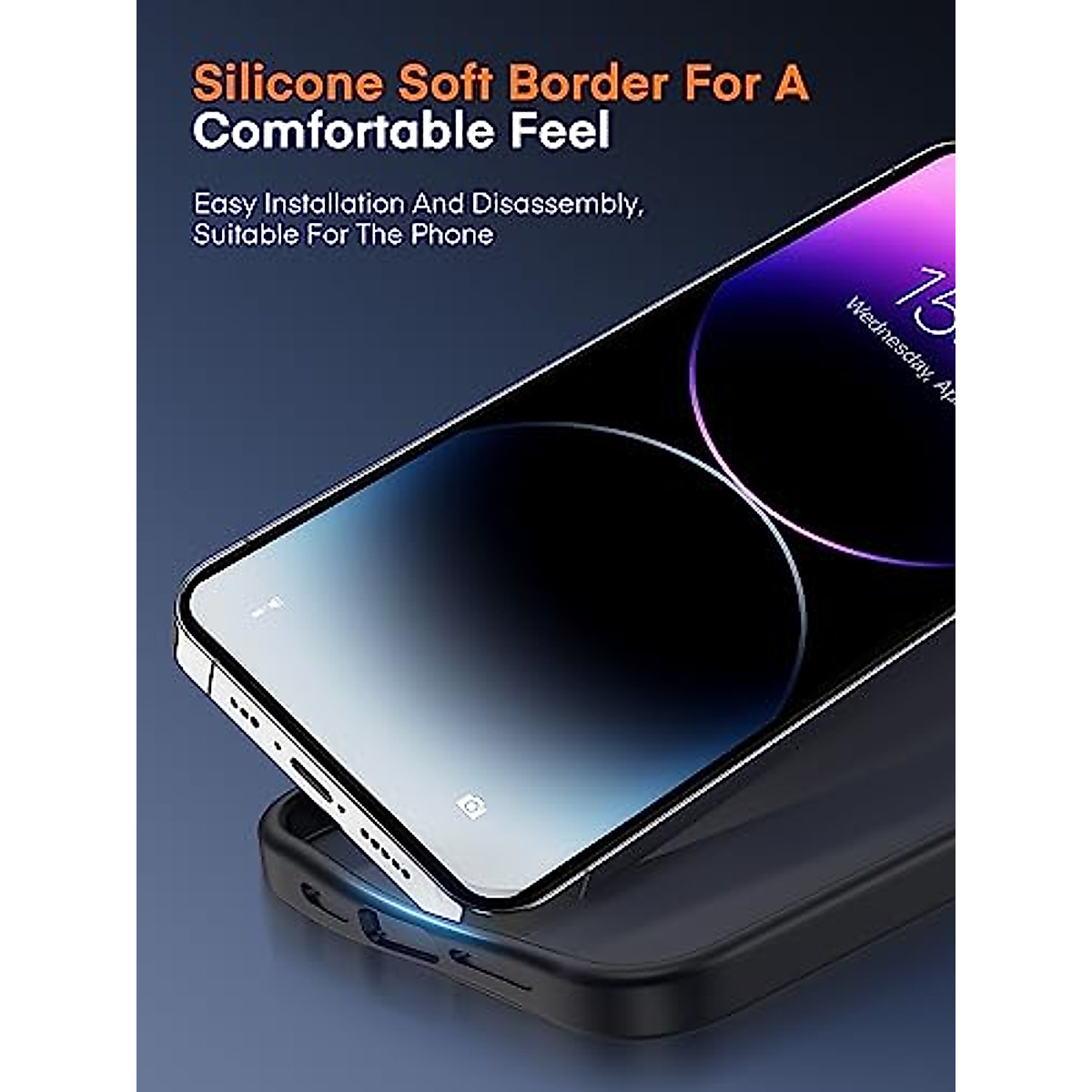 SEASON.C Magnetic Case for iPhone 14 Pro Max Case Compatible with Wireless Charging Men Black Slim Thin Matte Translucent Silicone Edge Protection Shockproof Drop Proof Case 6.7In